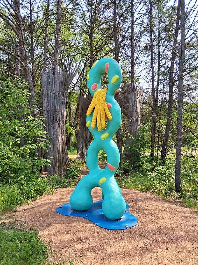 Standing tall and wonderfully weird, this piece reminds you that the best art makes you tilt your head curiously.