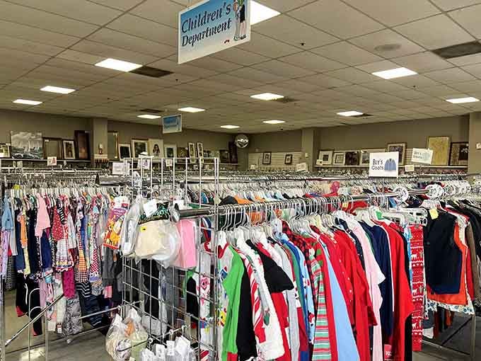 Children's clothing in every color imaginable, because kids outgrow everything faster than you can say "growth spurt."