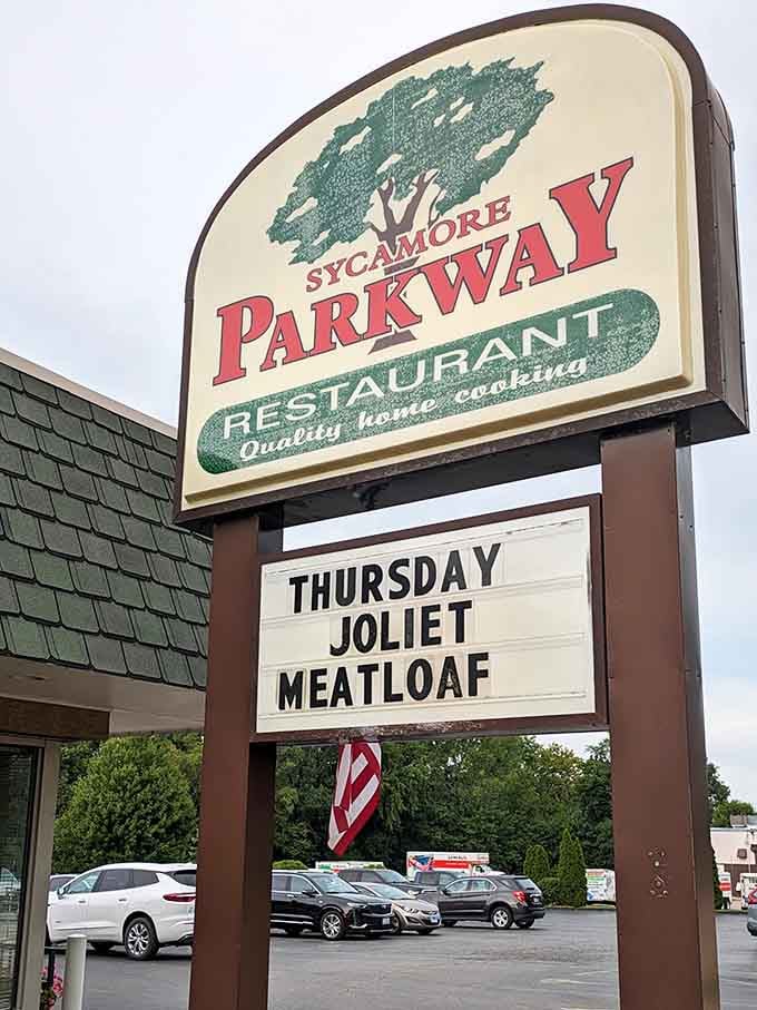 When the daily special board advertises Joliet meatloaf, you know this place takes its comfort food seriously year-round.