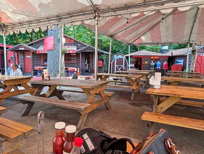 Outdoor seating under the canopy means dining al fresco with mountain views as your dinner companion.