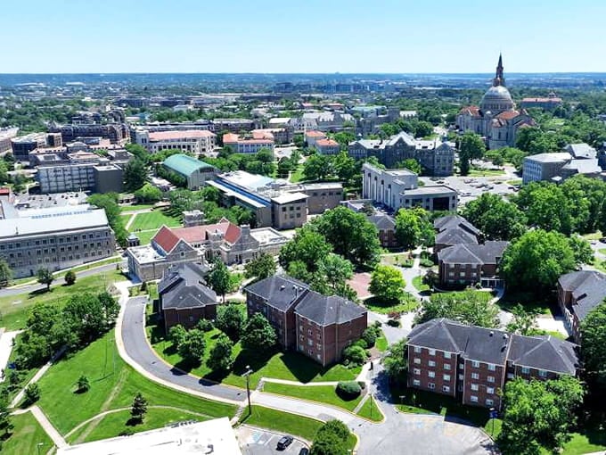 An aerial view reveals how green space and thoughtful development can coexist when people actually care about planning.