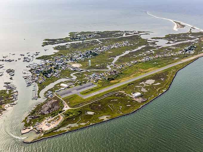 The aerial view reveals an island fighting against time and tide, beautiful and fragile in equal breathtaking measure.