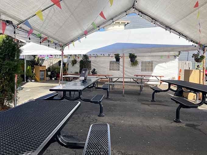 Covered patio dining means you can enjoy incredible food rain or shine, because great tacos wait for no weather.