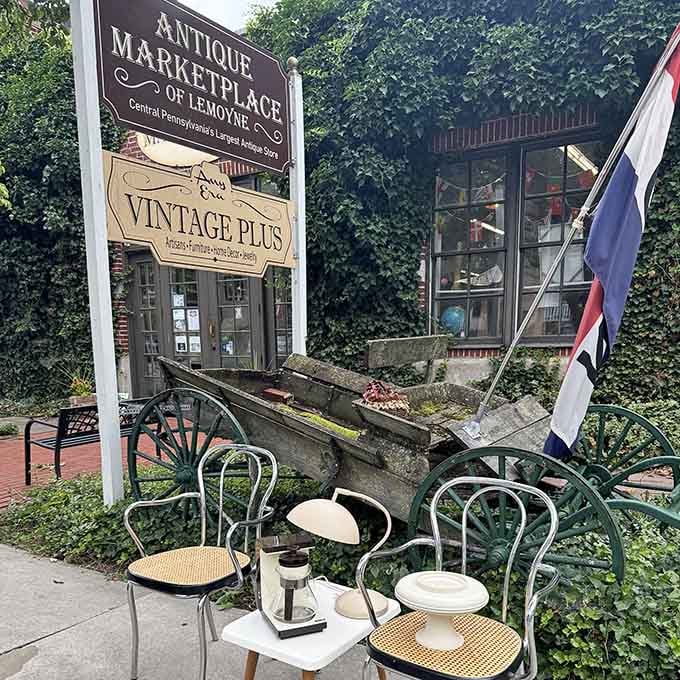 The outdoor display proves that even the sidewalk gets in on the action at this Pennsylvania treasure trove.