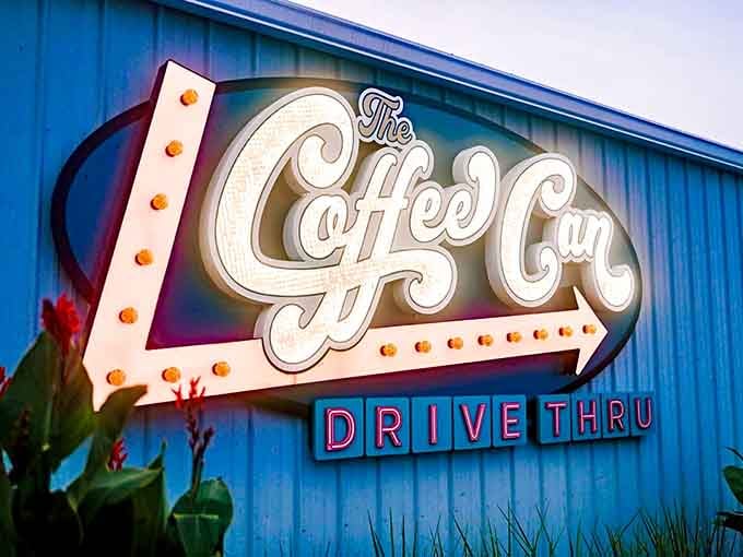 That vintage-style illuminated sign pointing the way is basically a beacon of hope for the chronically under-caffeinated among us.