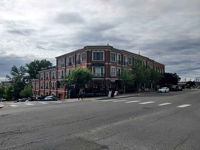 The corner location and vintage signage make The Filling Station a neighborhood landmark that's hard to miss and harder to resist.