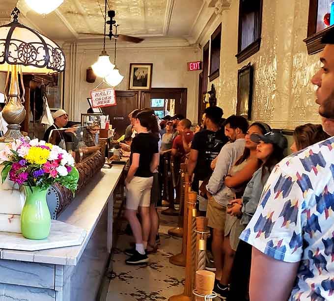 When the line stretches this long, you know everyone's discovered the same delicious secret you're about to enjoy.