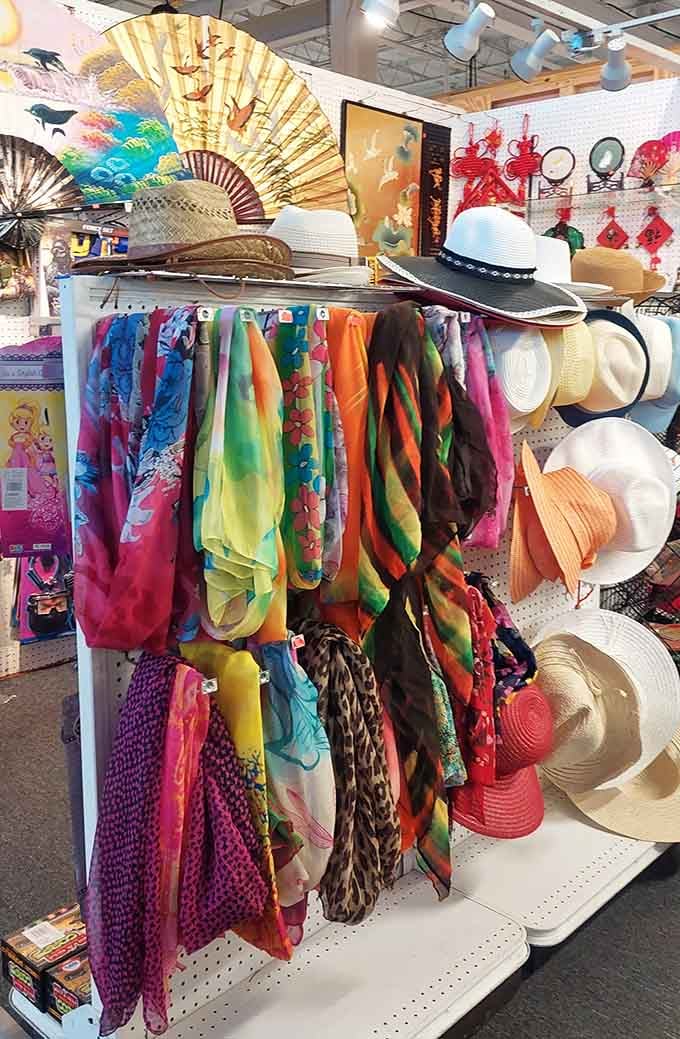 Colorful scarves and decorative fans creating a rainbow of accessories for every season, occasion, and spontaneous style upgrade.