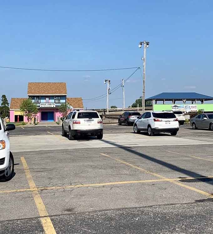 The parking lot fills with vehicles carrying families ready to trade asphalt heat for refreshing water adventures.