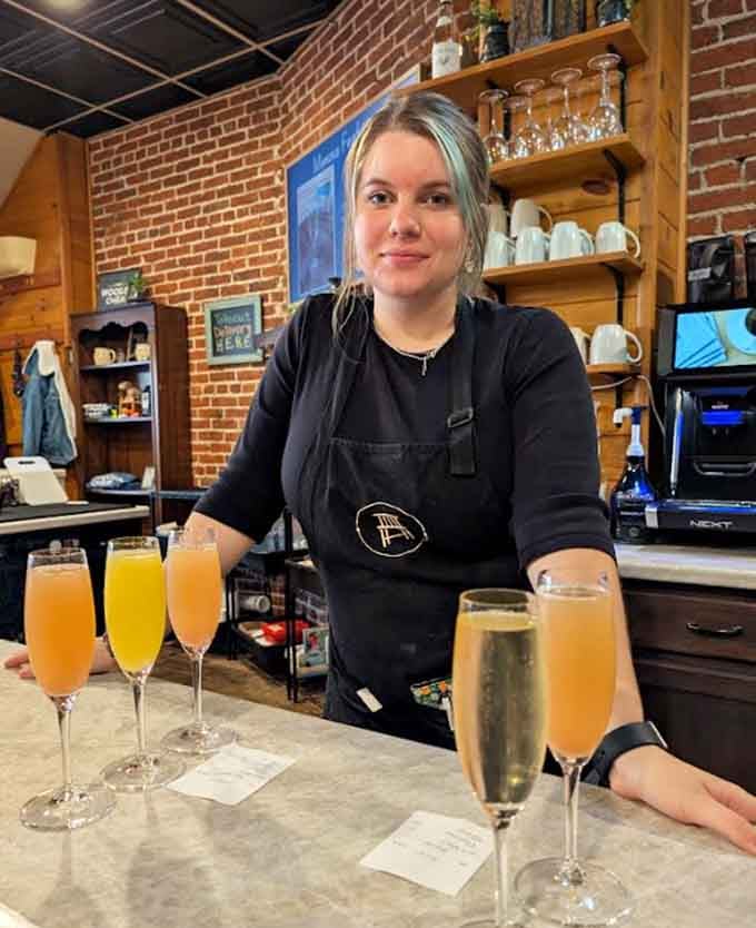 The friendly staff behind the bar, ready to pour mimosas and make your morning infinitely better.