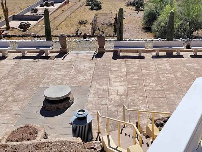 Tiled terraces offer shaded respite where you can contemplate how someone dreamed all this into existence.