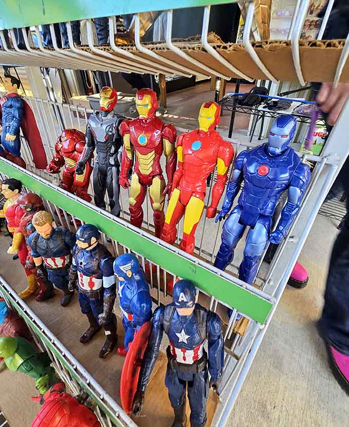 Superhero action figures assembled like the Avengers preparing for their next mission, minus the world-ending threat scenario.
