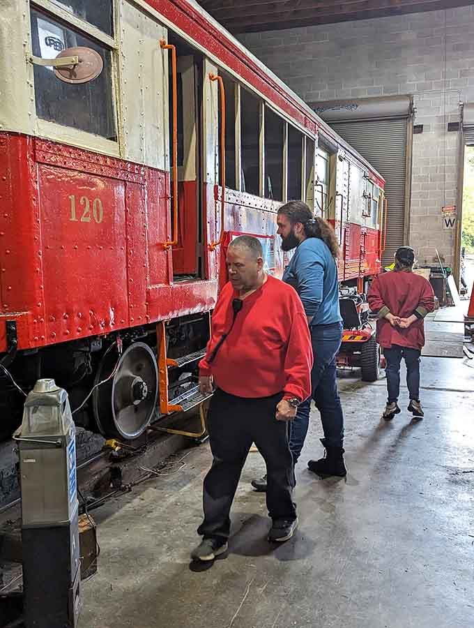 Watching experts work on these vintage vehicles is almost as thrilling as riding them down the rails.