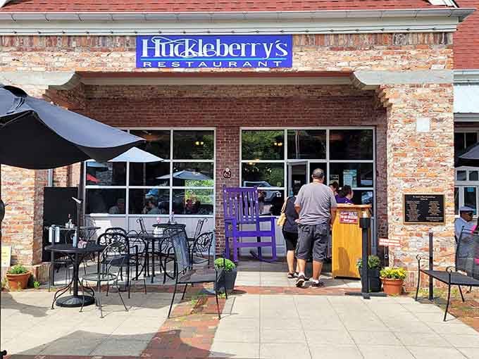 Huckleberry's purple door announces this isn't your average restaurant before you even peek at the creative menu inside.