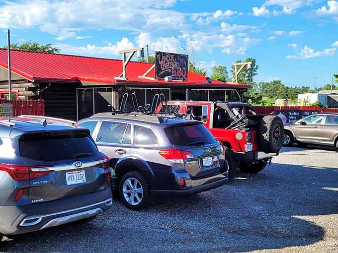 That parking lot tells the whole story: people drive from everywhere for barbecue this ridiculously, legendarily good.