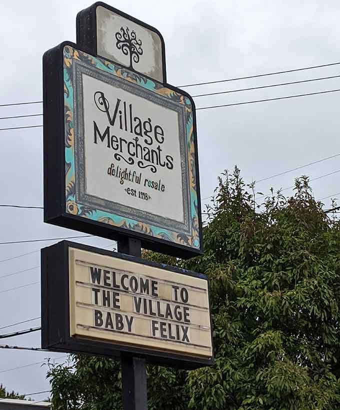 That welcoming sign captures the spirit perfectly: this is indeed a delightful resale village worth exploring thoroughly.