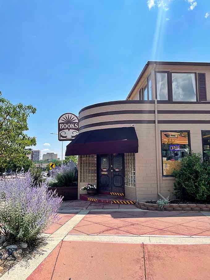 The Art Deco curves and welcoming entrance prove that bookstores can have serious architectural style while remaining wonderfully approachable.