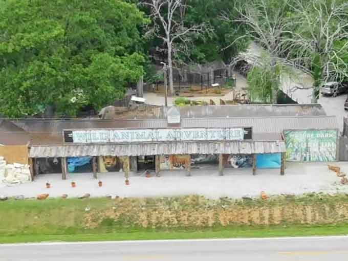 An aerial perspective reveals just how much this hidden gem packs into its wooded Missouri landscape along Interstate 44.