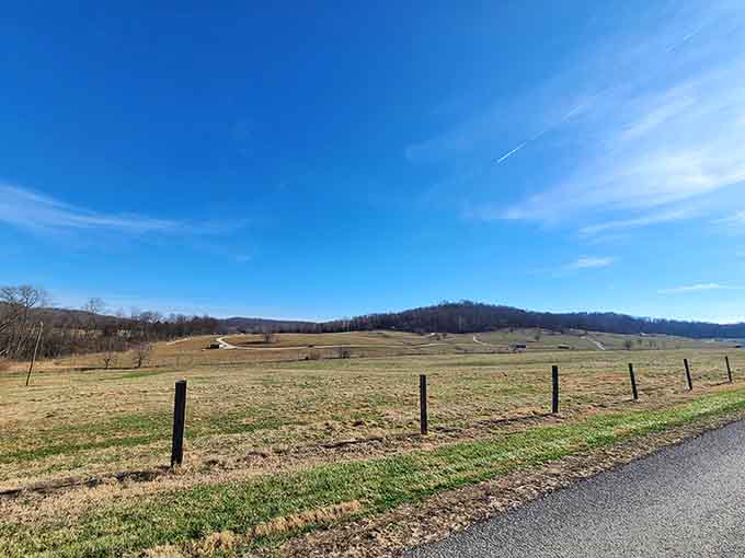 Rolling hills and open fields stretch endlessly, proving southern Indiana's landscape rivals anywhere you'd need a passport to visit.