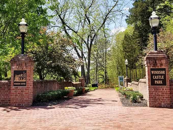 Brick pillars and manicured landscaping welcome you to hours of outdoor family memories ahead.