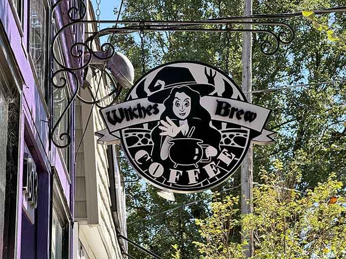 The wrought-iron sign announces your arrival at Louisville's most enchanting caffeine destination with unmistakable charm.