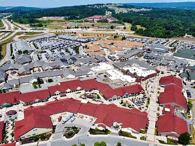 From above, the sprawling complex resembles a small town dedicated entirely to the noble pursuit of spectacular deals and happy wallets.