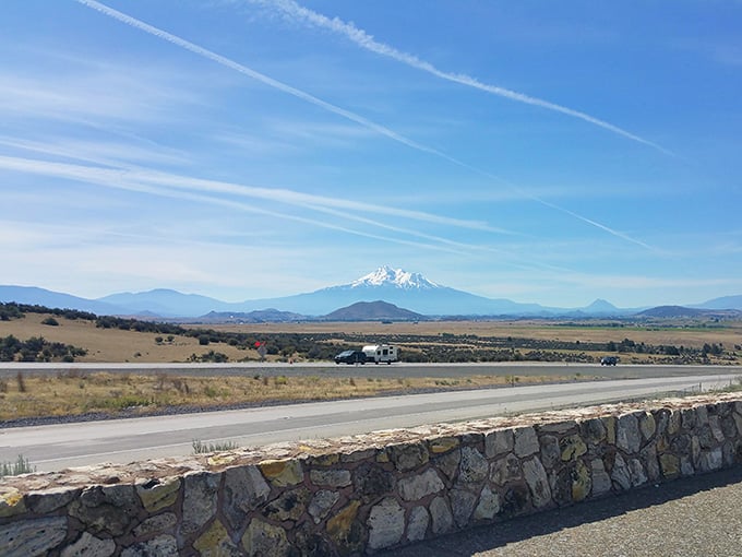 Mount Shasta dominates the horizon like nature's exclamation point, reminding you why people write songs about California's wild beauty.