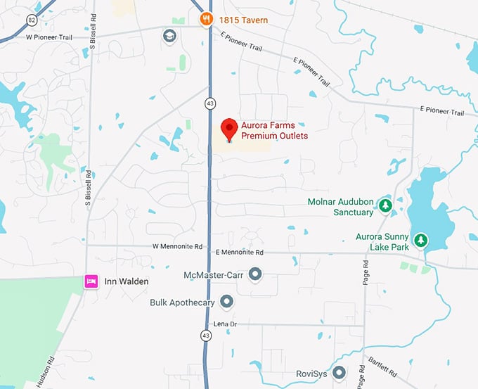 16. aurora farms premium outlets map