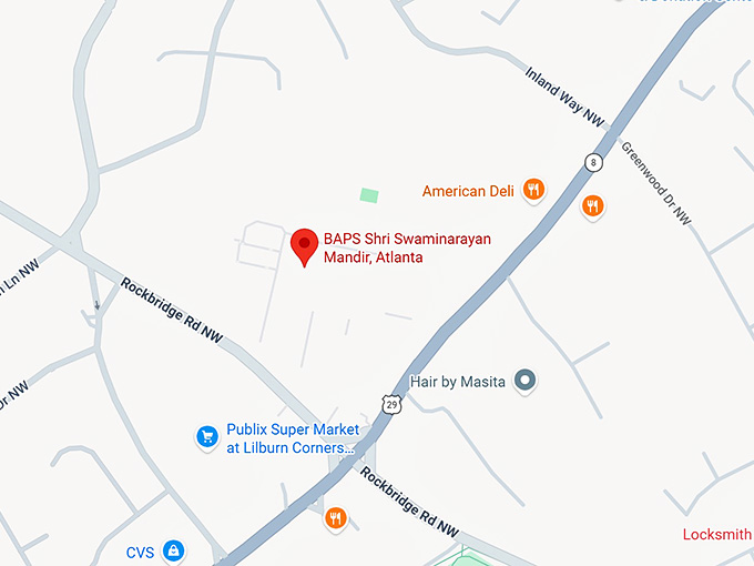 16. baps shri swaminarayan mandir, atlanta map