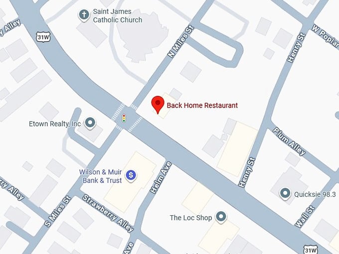 16. back home restaurant's map