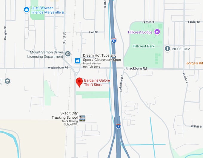 16. bargains galore thrift store map