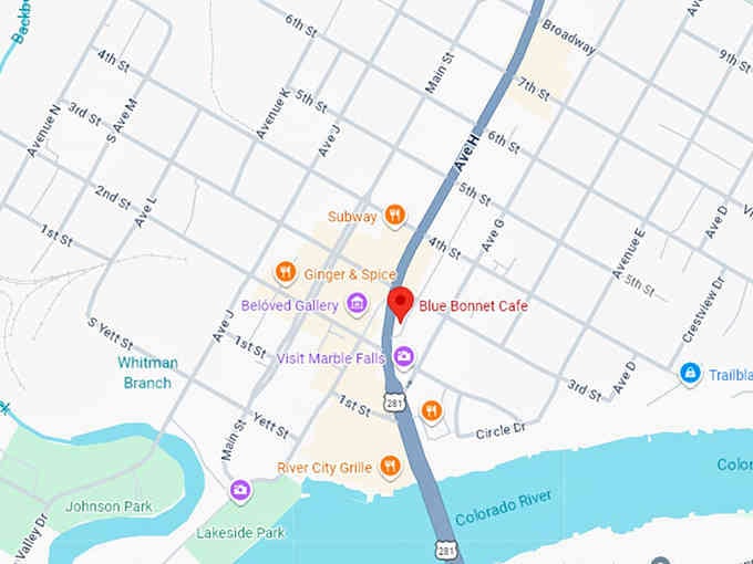 16. blue bonnet cafe map