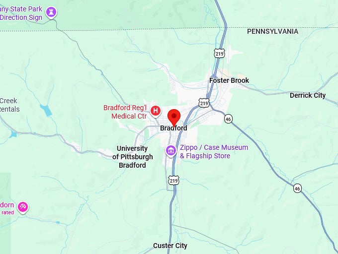 16. bradford pa map