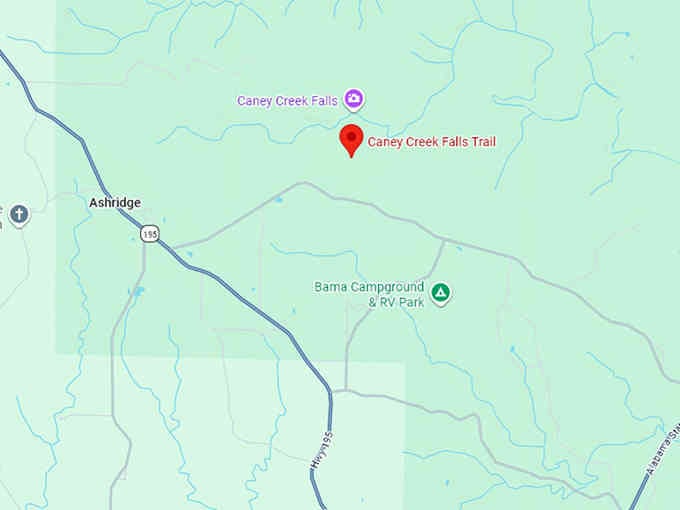 16. caney creek falls trail map