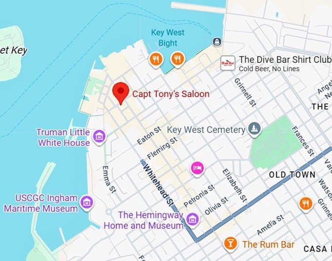16. capt tony&rsquo;s saloon map