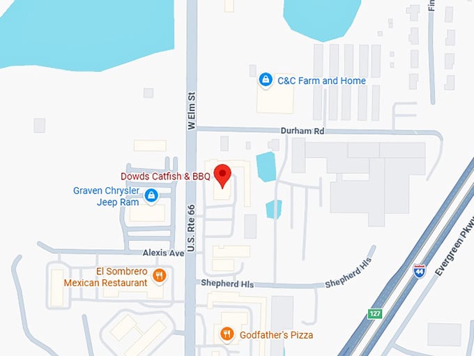 16. dowds catfish & bbq map