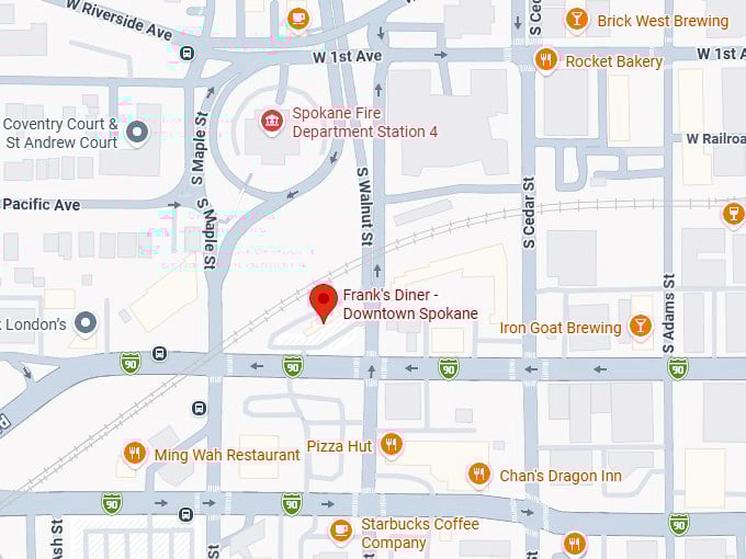 16. frank's diner downtown spokane map