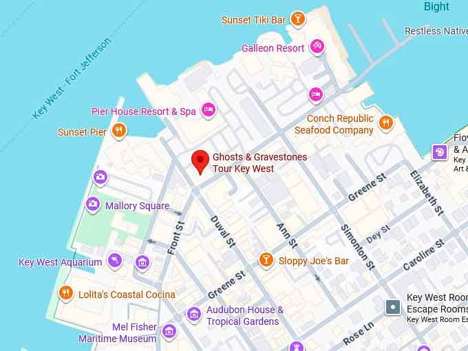 16. ghosts & gravestones tour key west map