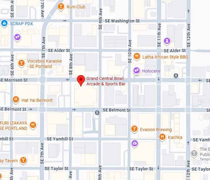 16. grand central bowl, arcade & sports bar map