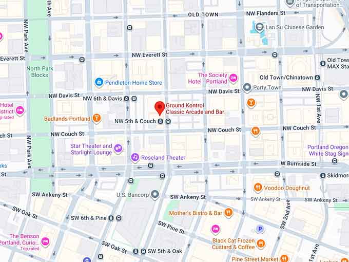 16. ground kontrol classic arcade and bar map