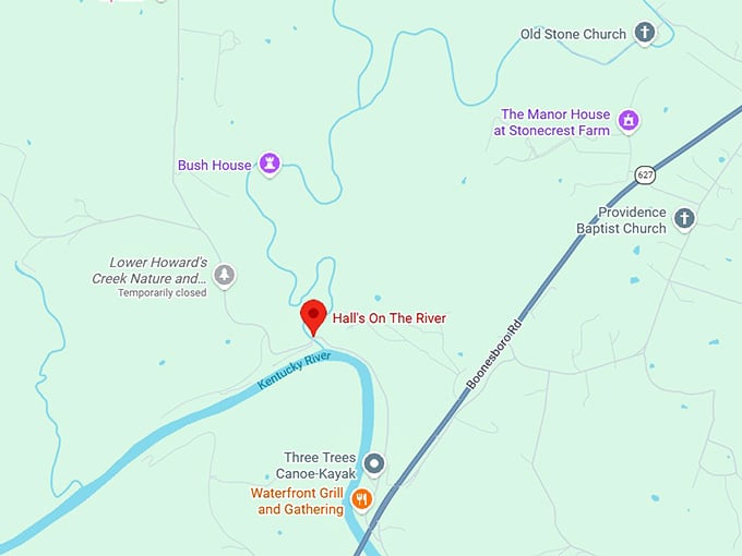 16. hall's on the river map