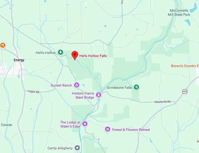 16. hell's hollow falls map