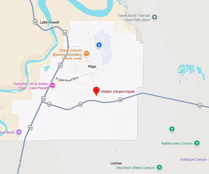 16. hidden canyon kayak map