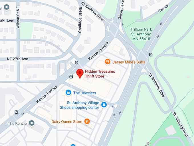 16. hidden treasures thrift store map
