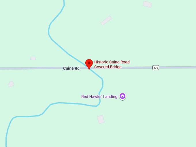 16. historic caine road covered bridge map