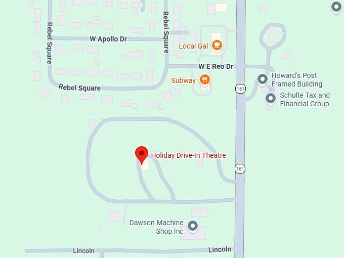 16. holiday drive in theatre map