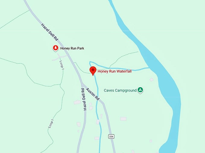 16. honey run waterfall map