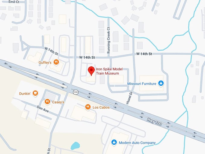 16. iron spike model train museum map