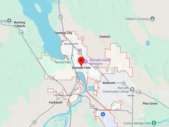 16. klamath falls, or map
