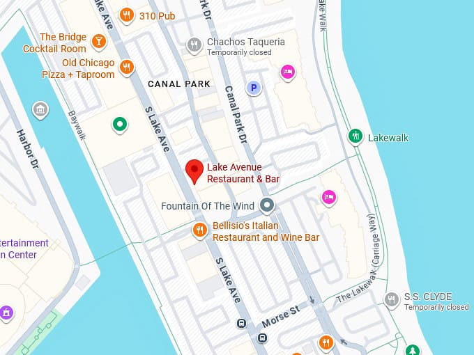 16. lake avenue restaurant & bar map